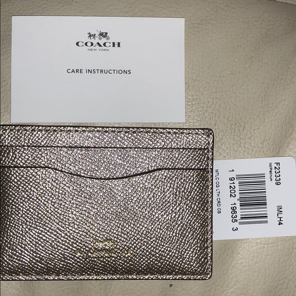 Coach | Bags | Coach New Card Case Platinum Crossgrain Leather | Poshmark